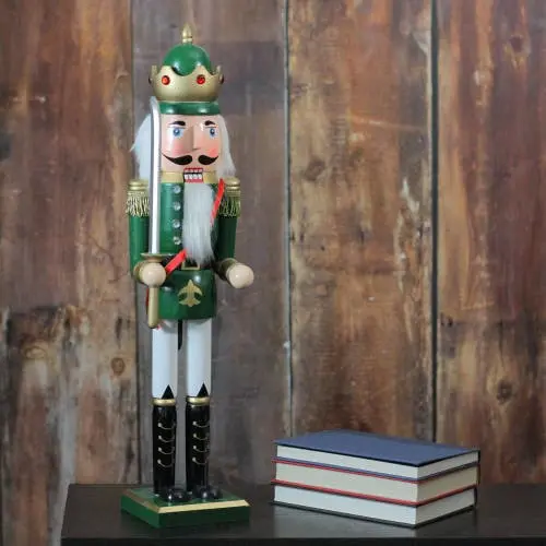 NORTHLIGHT 24" And Gold Christmas Nutcracker King With Sword - Green