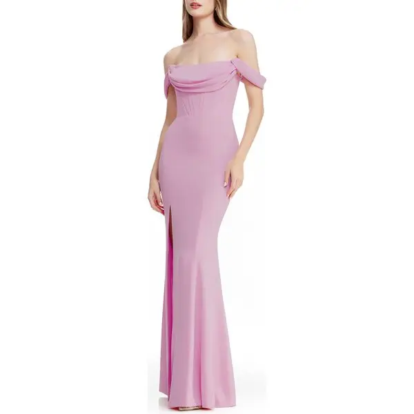 Dress The Population Melania Off-the-shoulder Gown - Lavender