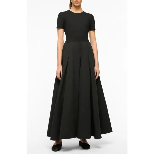 Staud Hopper Mixed Media Gown - Black