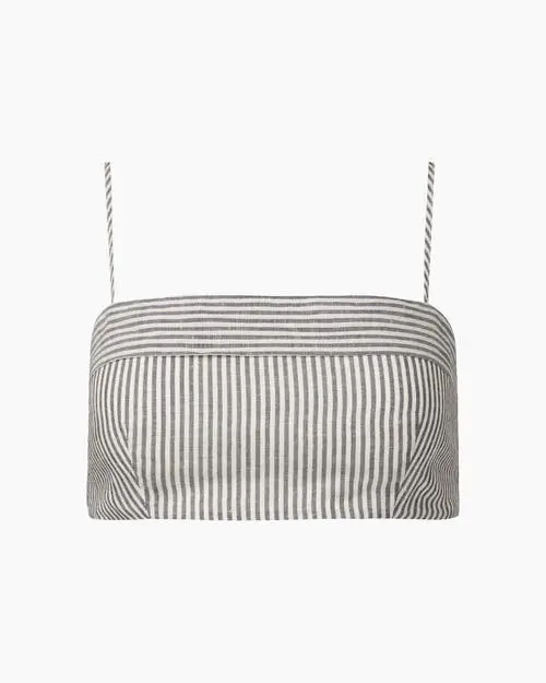 Onia Air Linen Foldover Cropped Top