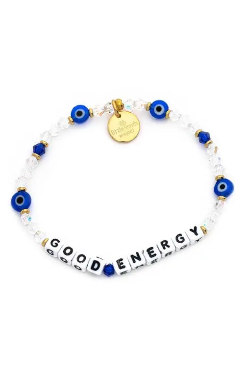 LITTLE WORDS PROJECT Good Energy Beaded Stretch Bracelet - White Multi