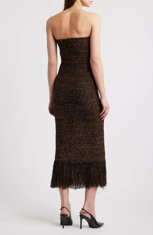 FRAME Strapless Fringe Bouclé Dress