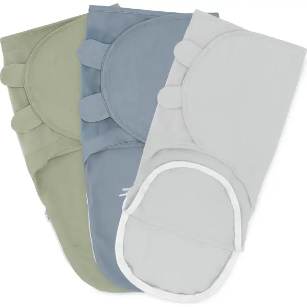 COMFY CUBS Easy Swaddle Blankets With Zipper - Stone/ Pacific Blue/ Sage
