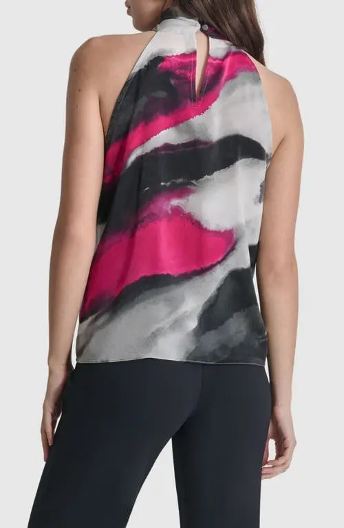 Dkny Abstract Print Sleeveless Satin Top