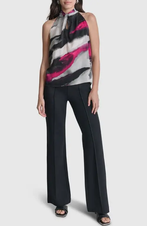 Dkny Abstract Print Sleeveless Satin Top