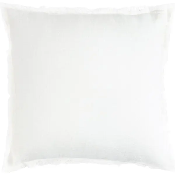 Anaya Natural Fringe So Soft Linen Pillows With Down Insert - White