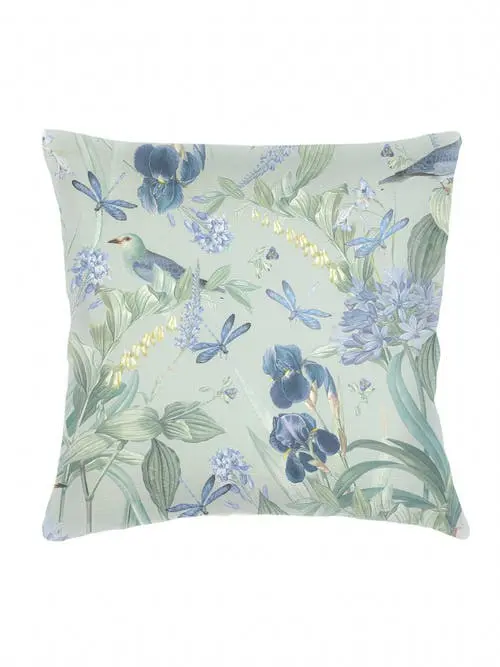 Anaya Tropical Paradise Linen Euro Pillow With Down Insert - Aqua