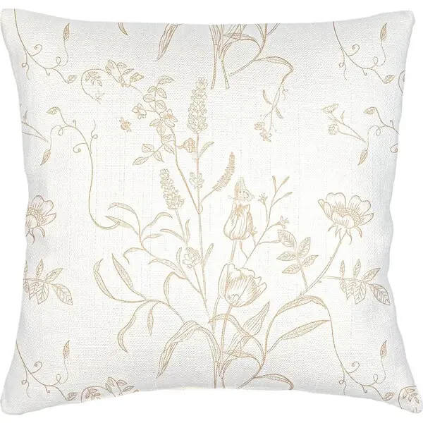 Anaya English Garden Linen Pillow With Down Insert - Beige