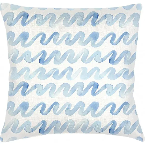 Anaya Watercolor Waves Linen Euro Pillow With Down Alternative Insert - Blue