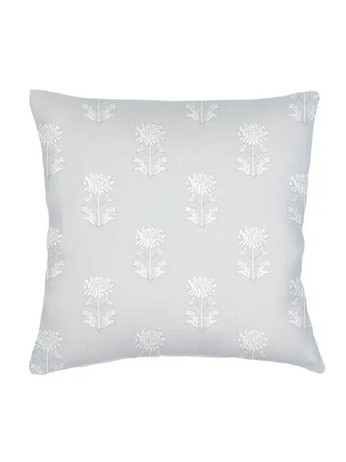 Anaya Block Print Linen Euro Pillow With Down Insert - Grey