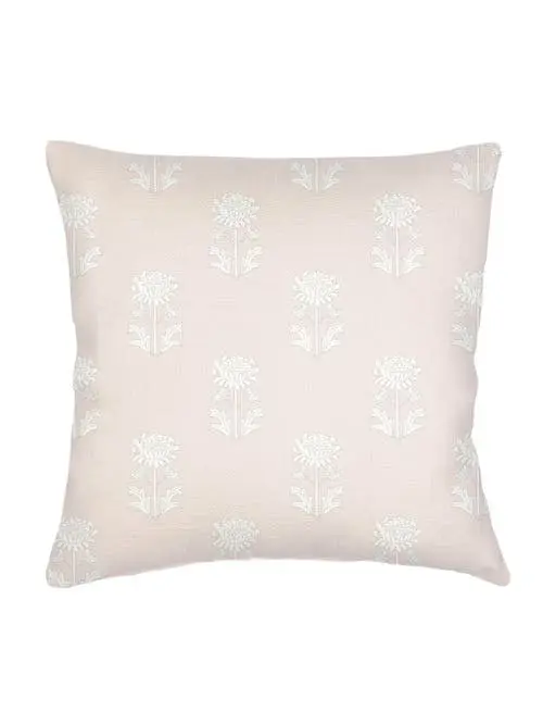 Anaya Block Print Linen Euro Pillow With Down Insert - Pink