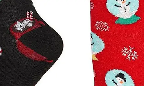 MEMOI Christmas Assorted 3-pack Crew Socks - Pink-black