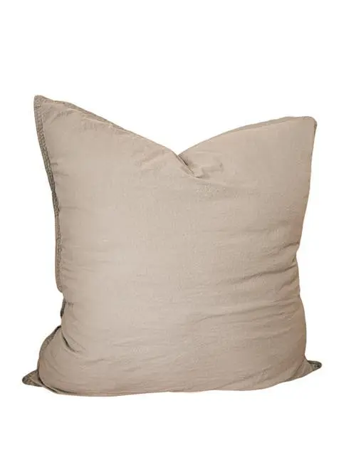 Anaya Stonewashed Cotton Percale Pillow With Down Insert - Euro Rustic Beige