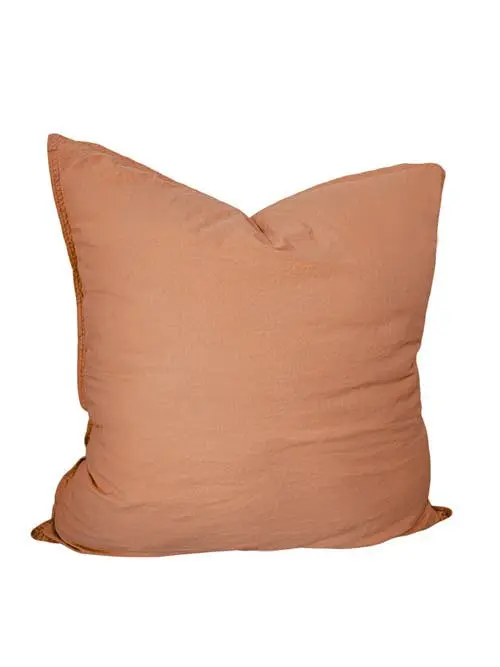 Anaya Stonewashed Cotton Percale Pillow With Down Insert - Euro Rustic Orange