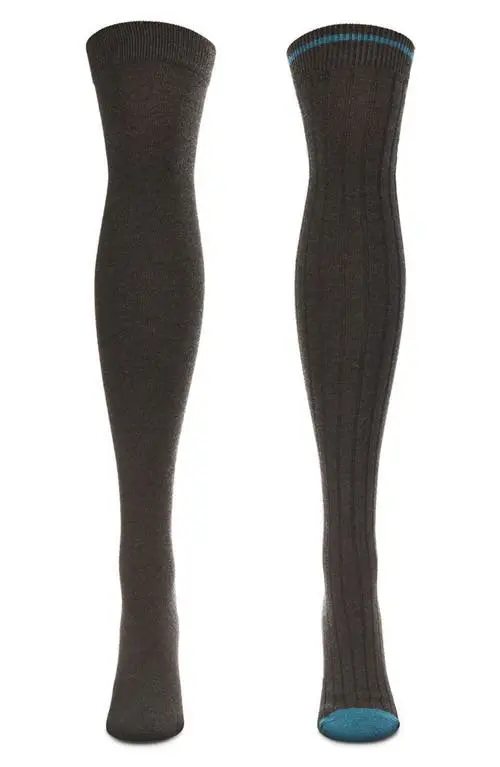 MEMOI Tipped 2-pack Over-the-knee Socks - Gray Heather