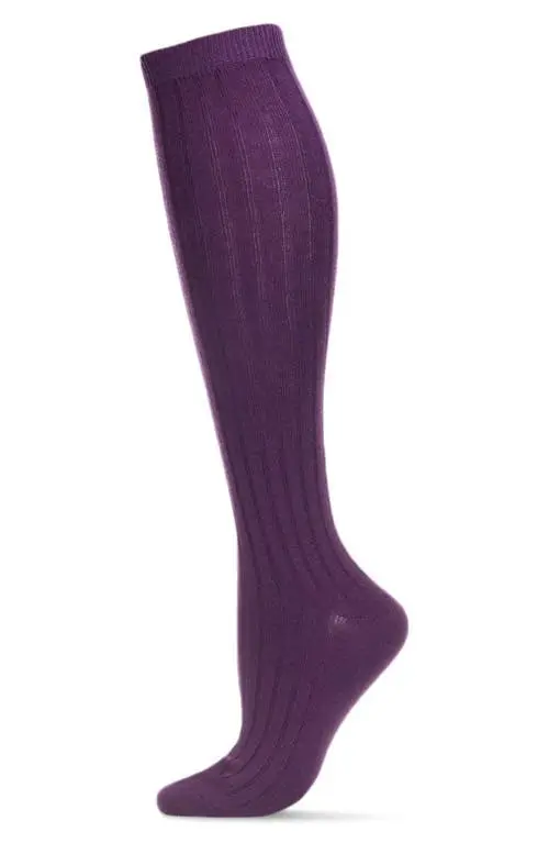 MEMOI Soft Rib Knee High Socks - Blackberry