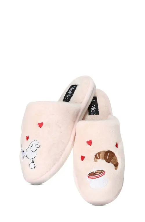 MEMOI I Love Paris Faux Fur Slippers