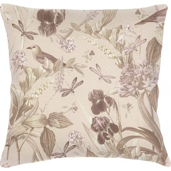 Anaya Tropical Paradise Linen Euro Pillow With Down Insert - Beige