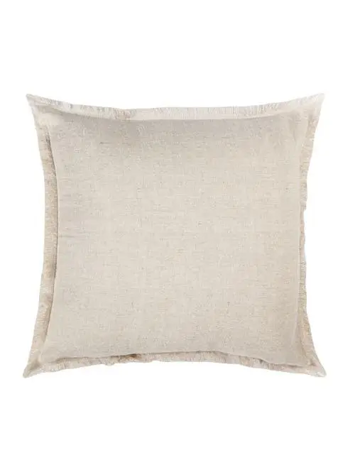 Anaya Natural Fringe So Soft Linen Pillows Cover Only - Beige