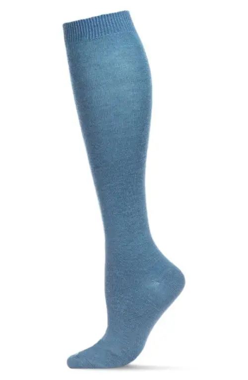MEMOI Soft Knit Knee High Socks - Blue Heather