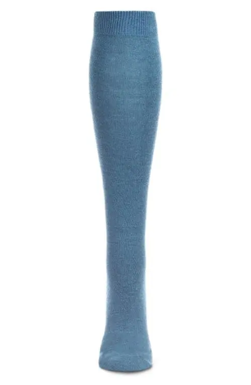 MEMOI Soft Knit Knee High Socks - Blue Heather