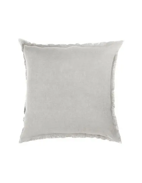 Anaya Fringe Soft Linen Pillow With Down Insert - Grey