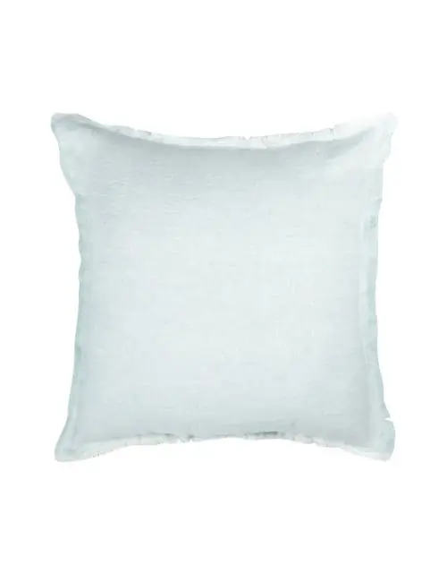 Anaya Fringe Soft Linen Pillow With Down Insert - Light Aqua