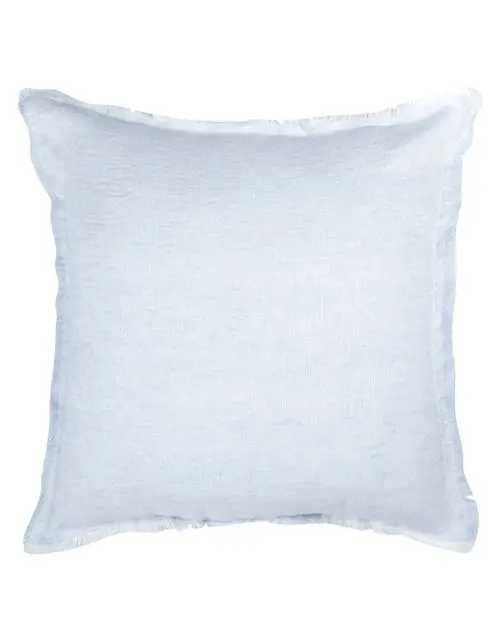 Anaya Fringe Soft Linen Pillow With Down Insert - Sky Blue