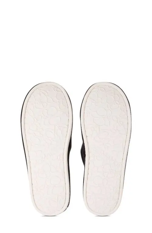 MEMOI Bow Faux Shearling Slippers