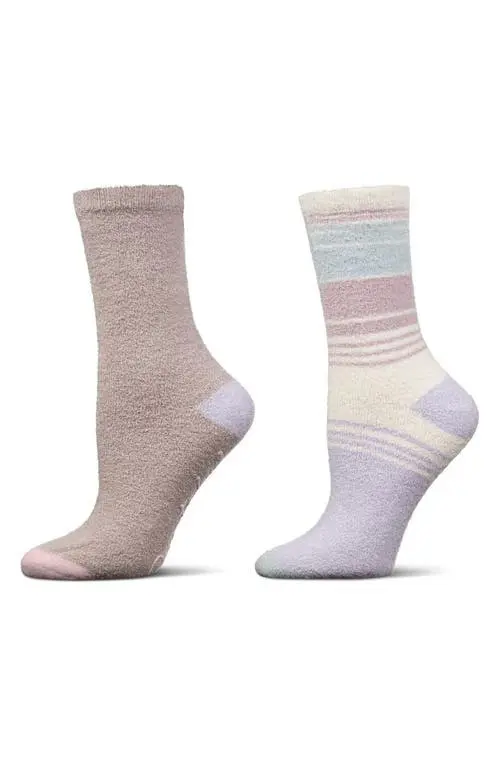 MEMOI Assorted 2-pack Aloe Infused Crew Socks - Lavender