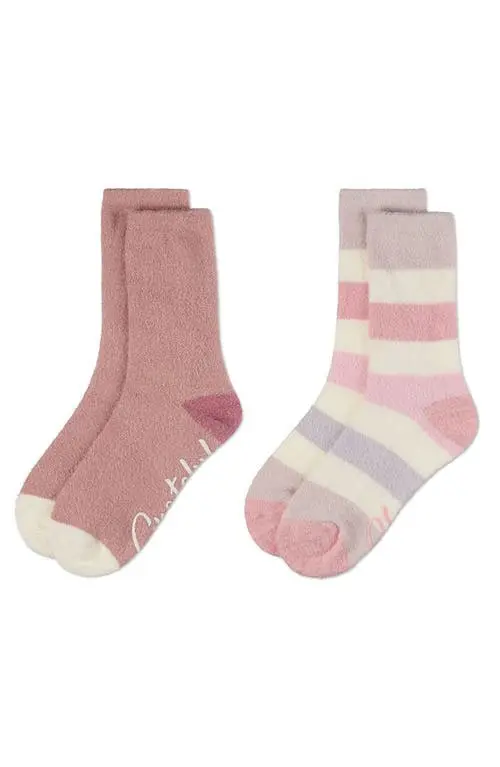 MEMOI Assorted 2-pack Aloe Infused Crew Socks - Pink