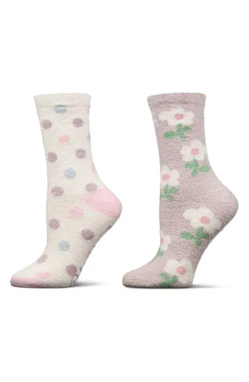 MEMOI Assorted 2-pack Aloe Infused Crew Socks - Taupe