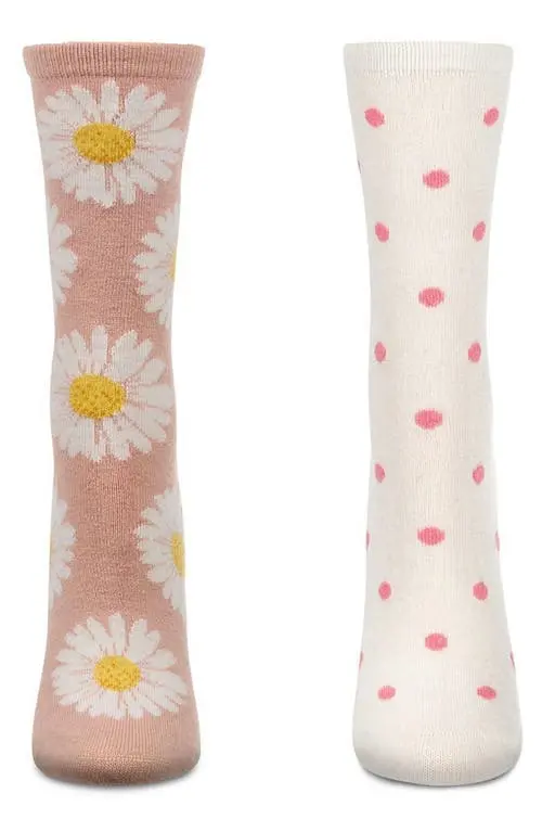 MEMOI Assorted 2-pack Crew Socks - Pink