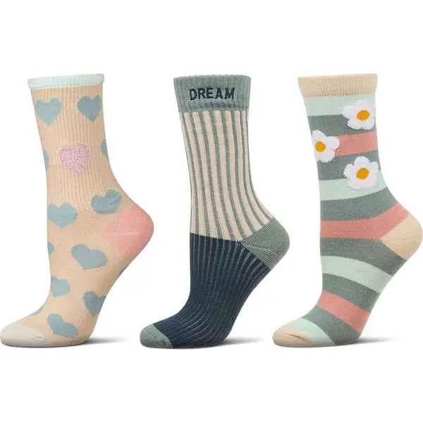 MEMOI Assorted 3-pack Crew Socks - Green