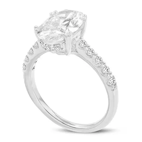 LUVMYJEWELRY Isidora Oval Lab Grown Diamond Engagement Ring - 14k White Gold