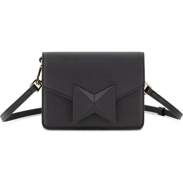 Mac Duggal Leather Crossbody Bag With Gold Strap - Black