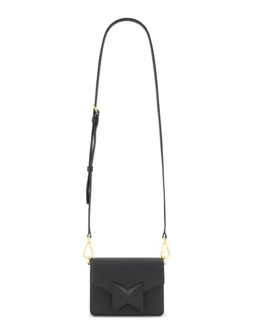 Mac Duggal Leather Crossbody Bag With Gold Strap - Black