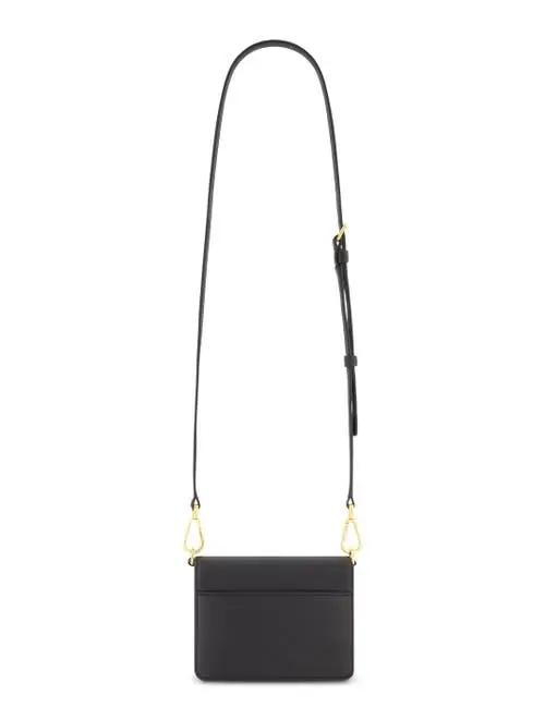 Mac Duggal Leather Crossbody Bag With Gold Strap - Black