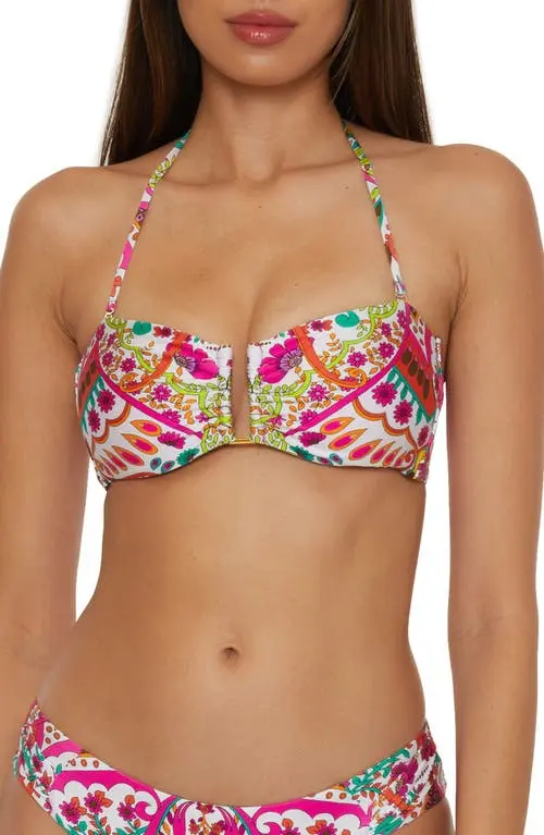 Trina Turk Hawaiian Bandeau Bikini Top - Pink Multi