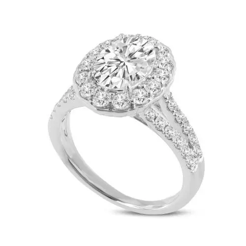 LUVMYJEWELRY Octavia Oval Lab Grown Diamond Engagement Ring 2.5 Ctw - 14k White Gold