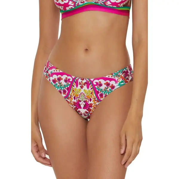 Trina Turk Hawaiian Side Tab Hipster Bikini Bottoms - Pink Multi