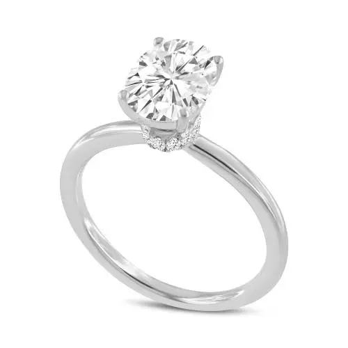 LUVMYJEWELRY Camilla Oval Lab Grown Diamond Engagement Ring 1.75 Ct - 14k White Gold