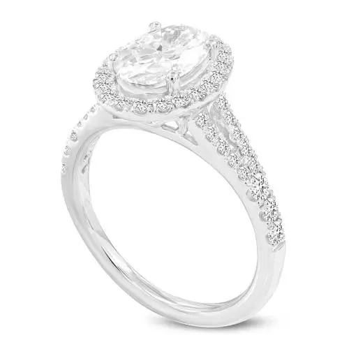 LUVMYJEWELRY 2 Ct Claudia Lab Grown Diamond Halo Engagement Ring - 14k White Gold