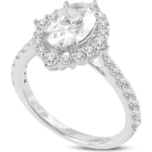 LUVMYJEWELRY Valeria 2.25 Ct Oval Lab Grown Diamond Engagement Ring - 14k White Gold
