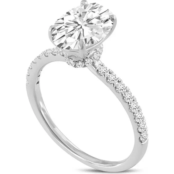 LUVMYJEWELRY Adriana Oval Lab Grown Diamond Engagement Ring - 14k White Gold