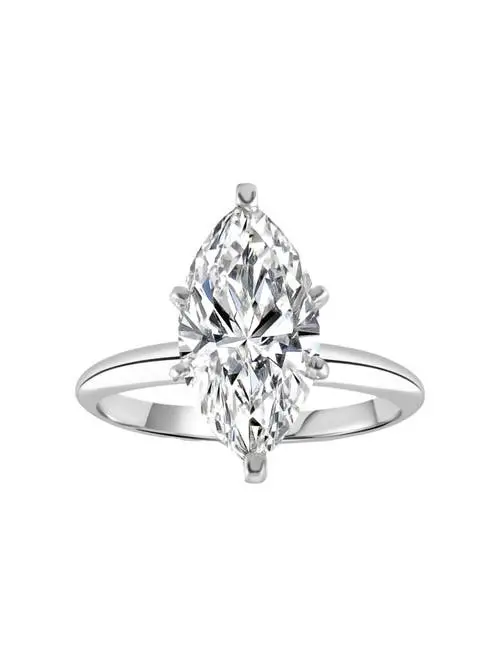 BLISS DIAMOND 3ct Gold Certified Lab Grown Marquise Diamond Solitaire Ring - 14k White Gold