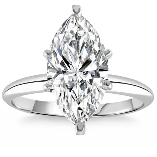 BLISS DIAMOND 3ct Gold Certified Lab Grown Marquise Diamond Solitaire Ring - 14k White Gold