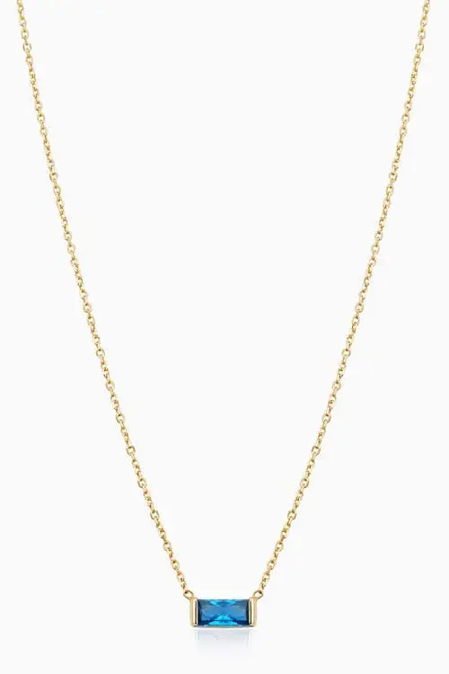 ORADINA 14k Gold Fresco Baguette Pendant Necklace - Gold/blue