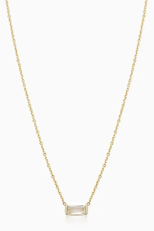 ORADINA 14k Gold Fresco Baguette Pendant Necklace - Gold/white