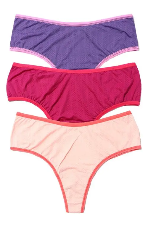 Hanky Panky Movecalm™ Assorted 3-pack High Rise Thongs - Acai/sweet Nothing/summer Plum